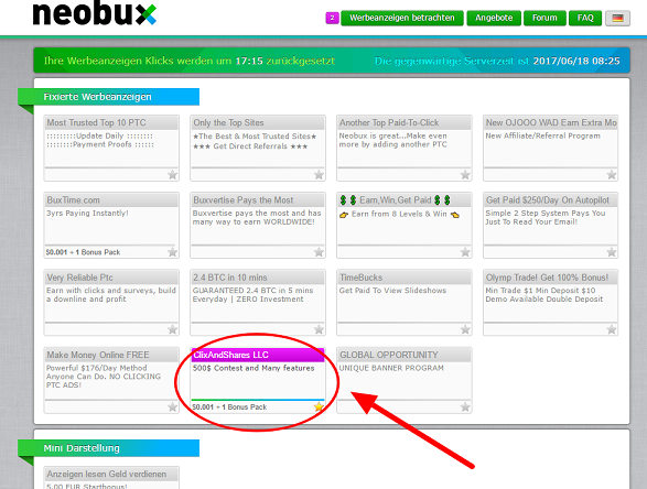 neobux die führende PTC Seite zum Geld verdienen